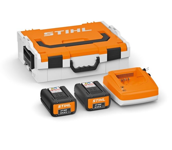 Stihl Power Box 2 z systemem AP. Zestaw zawiera - 2 x AP 300, AL 500 ...